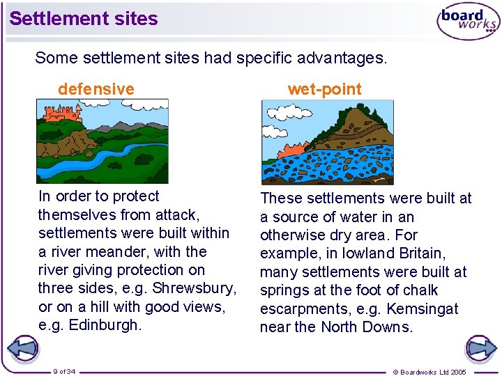Settlement Characteristics These icons indicate that teachers notes