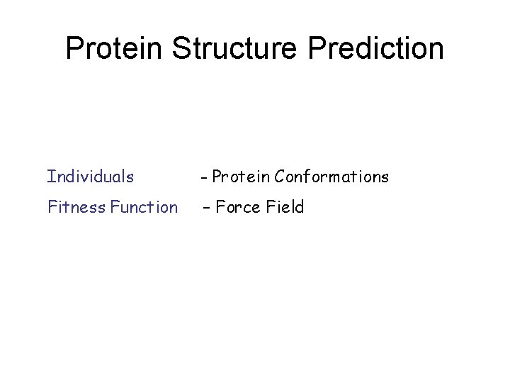 Genetic Algorithms and Protein Folding Based on lecture