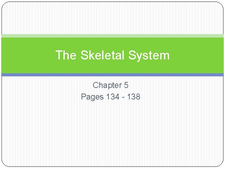 The Skeletal System Chapter 5 Pages 134 138