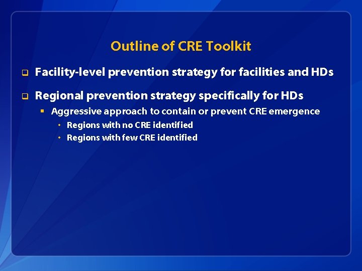 Public Health Response to CarbapenemResistant Enterobacteriaceae The Role