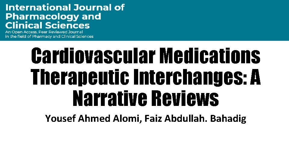 Cardiovascular Medications Therapeutic Interchanges A Narrative Reviews ...