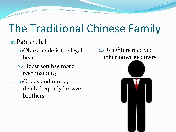 The Traditional Chinese Family Patriarchal Oldest male is