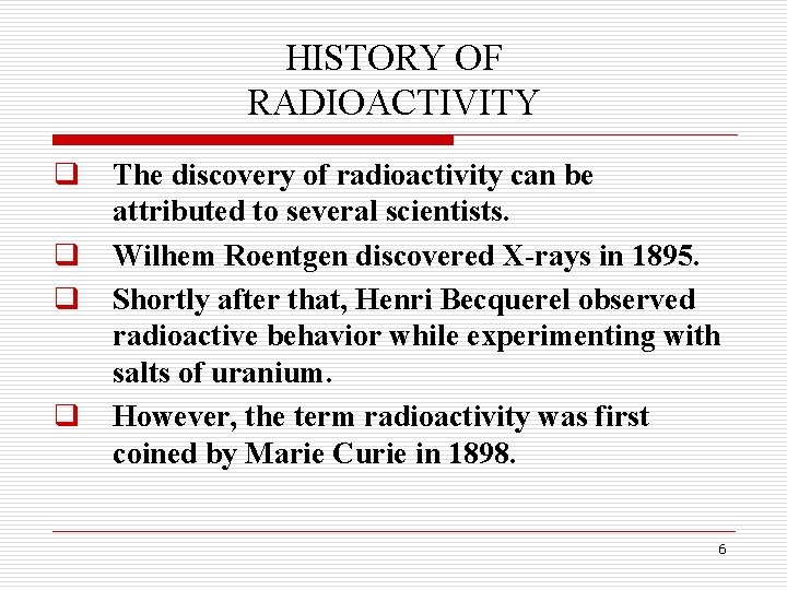 Chapters 18 NUCLEAR CHEMISTRY 1 CHAPTER OUTLINE Atomic