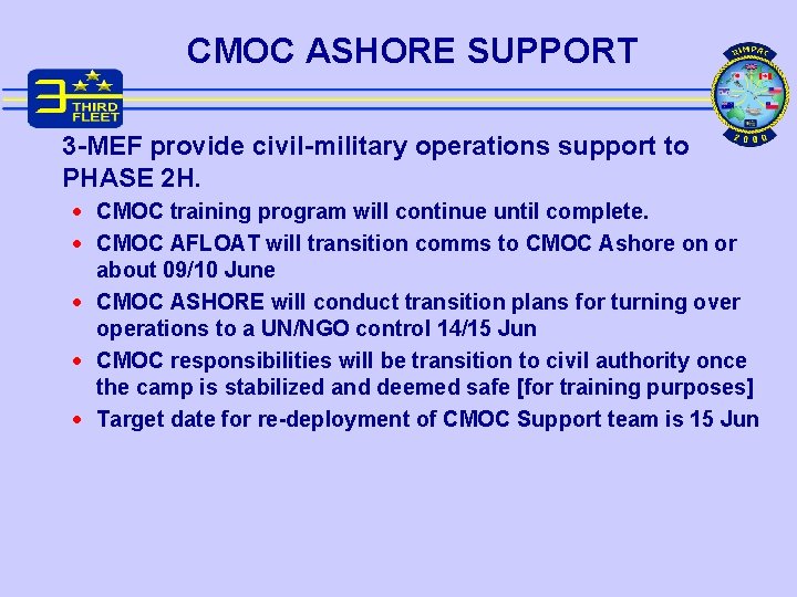 CIVIL MILITARY FORCES RIMPAC 00 MISSION PLANNER CINCBLUE