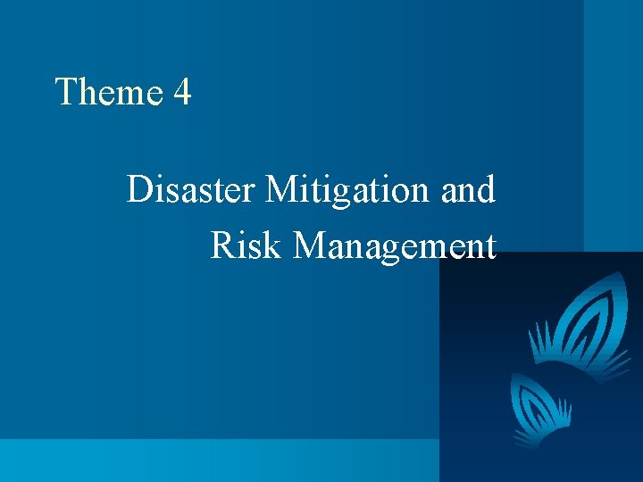 Theme 4 Disaster Mitigation and Risk Management World