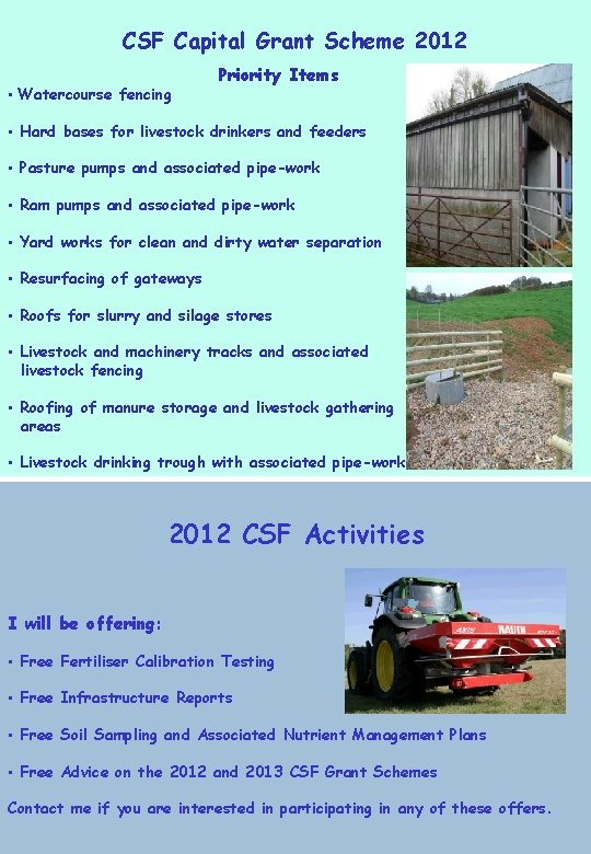 Catchment Sensitive Farming Winter 2012 Update Slapton Salcombe