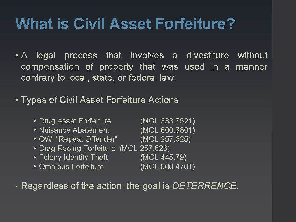 Detroit Police Department Forfeiture Section Chief of Police