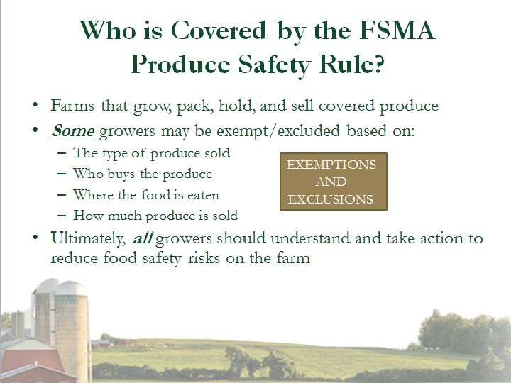 Food Safety Modernization Act FSMA Produce Safety Rule