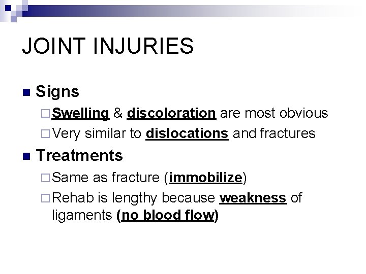 JOINT INJURIES FIRST AID HEALTH MR GARDNER JOINT