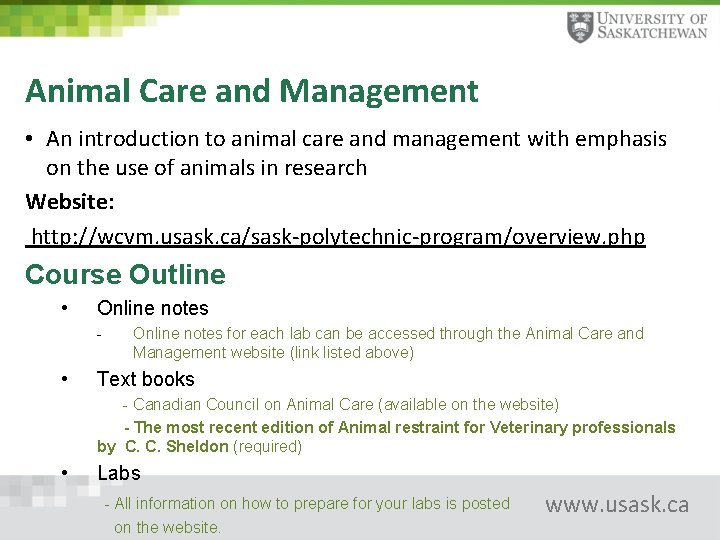 Animal Care and Management Course Vet Tech Bio