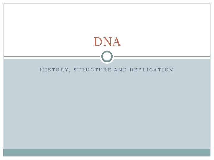 DNA HISTORY STRUCTURE AND REPLICATION Mendel and Morgan