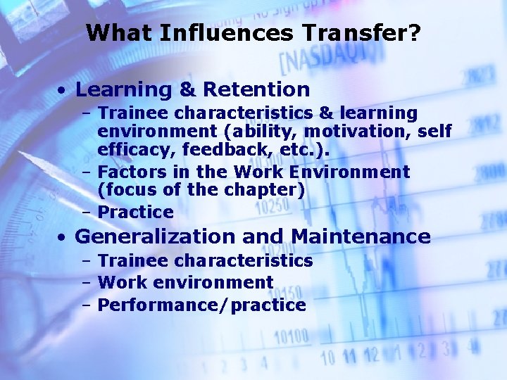 Human Resources Training and Individual Development Training Transfer