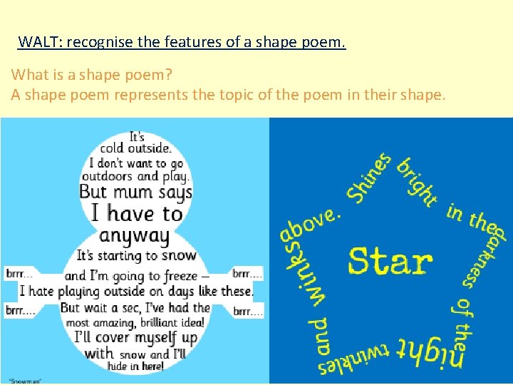 WALT compose a calligram What do you notice