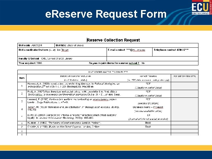 e Reserve ECU Library WAULRAG June 06 Subscription