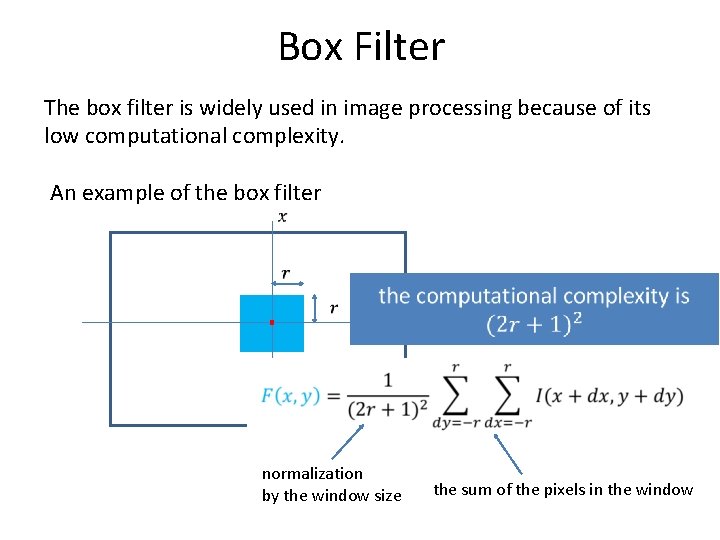 An Implementation Method of the Box Filter on
