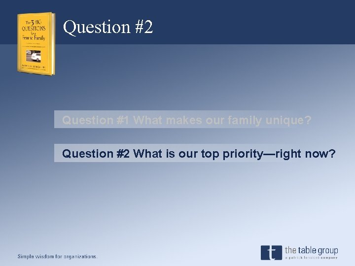 The Three Big Questions for a Frantic Family
