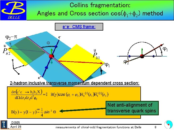 Measurements of chiralodd fragmentation functions at Belle DIS