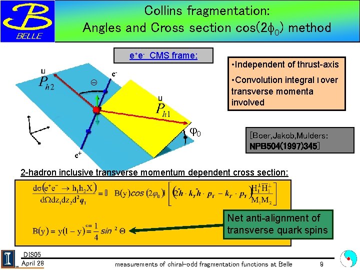 Measurements of chiralodd fragmentation functions at Belle DIS
