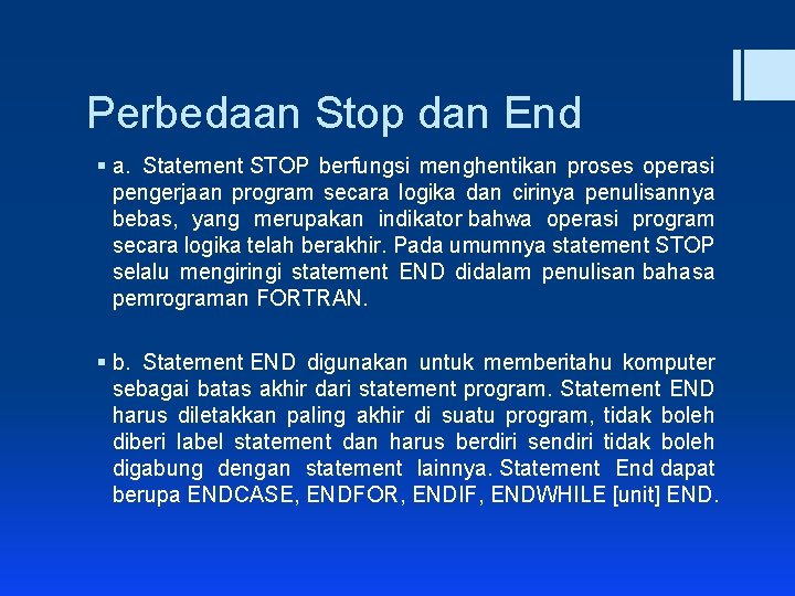 STATEMENT KONTROL BAHASA PEMROGRAMAN PRAK A TEKNIK SIPIL