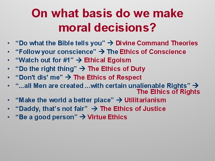 Basic Moral Orientations An Overview On what basis