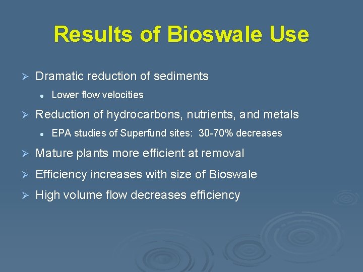 Treatment of Urban Water Runoff Biofiltration using a