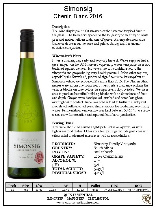 Unique new look for Simonsig Chenin Blanc and