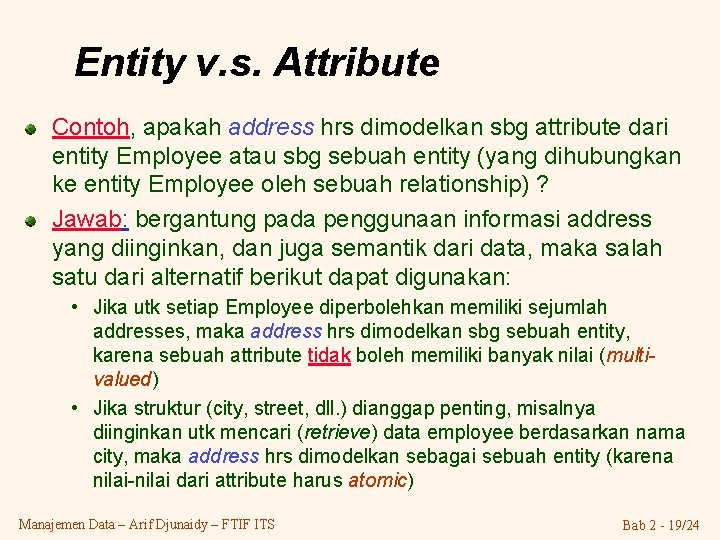 Manajemen Data Bab 2 Entity Relationship Model Manajemen