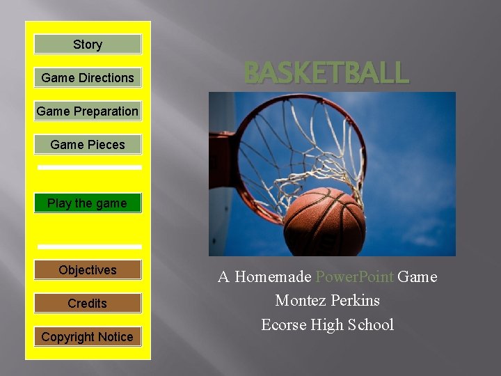 Story Game Directions BASKETBALL Game Preparation Game Pieces