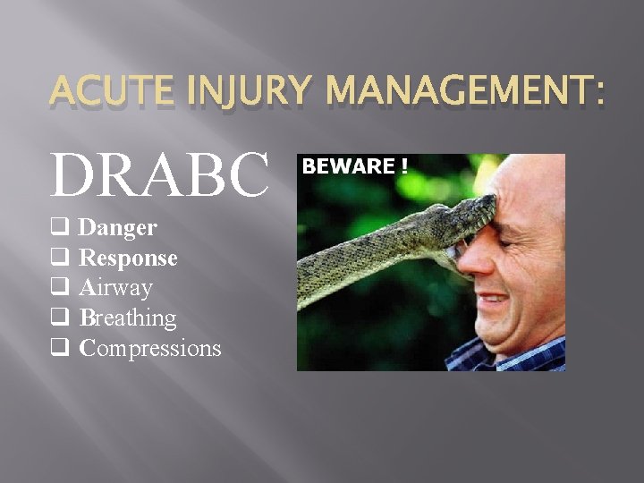 PREVENTION AND MANAGEMENT OF INJURIES IN SENIOR AUSTRALIAN