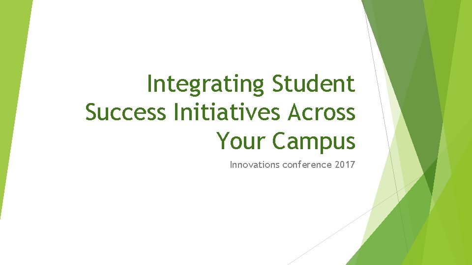 Integrating Student Success Initiatives Across Your Campus Innovations