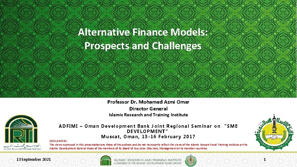 Alternative Finance Models Prospects and Challenges Professor Dr