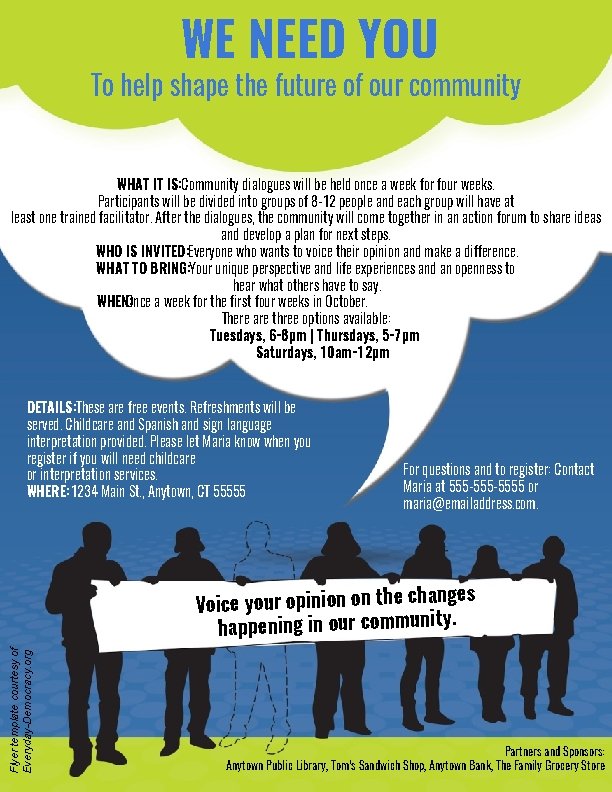 WE NEED YOU To help shape the future