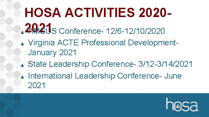 VIRGINIA HOSA UPDATES 2020 2021 MEMBERSHIP 2020 2021