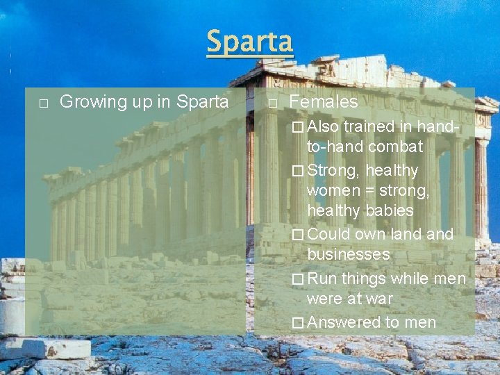 ATHENS AND SPARTA Athens Public Life Agora Public