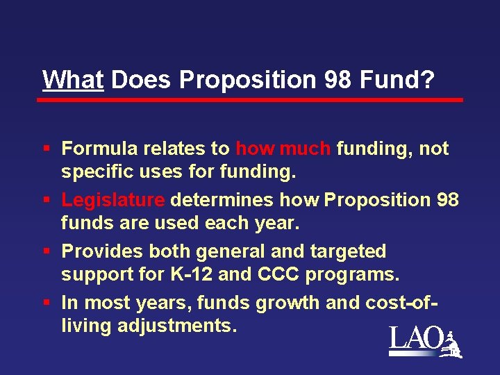 The Basics of Proposition 98 A Tutorial for