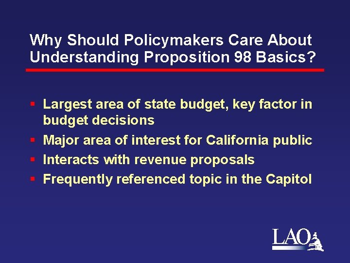 The Basics of Proposition 98 A Tutorial for