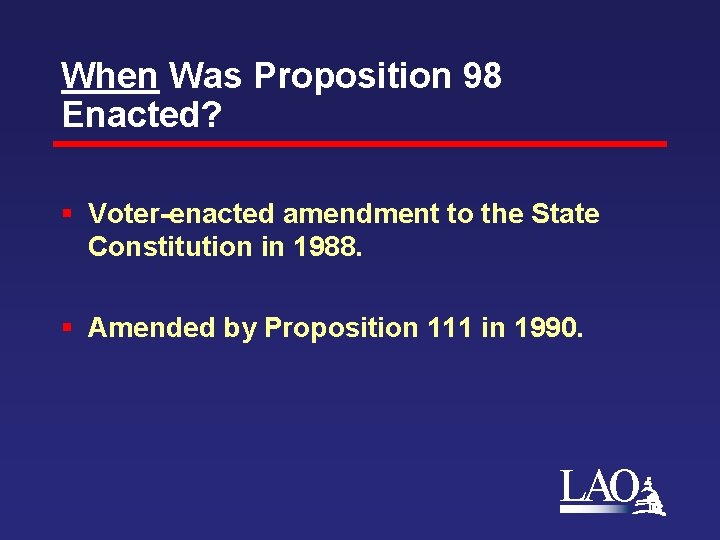 The Basics of Proposition 98 A Tutorial for