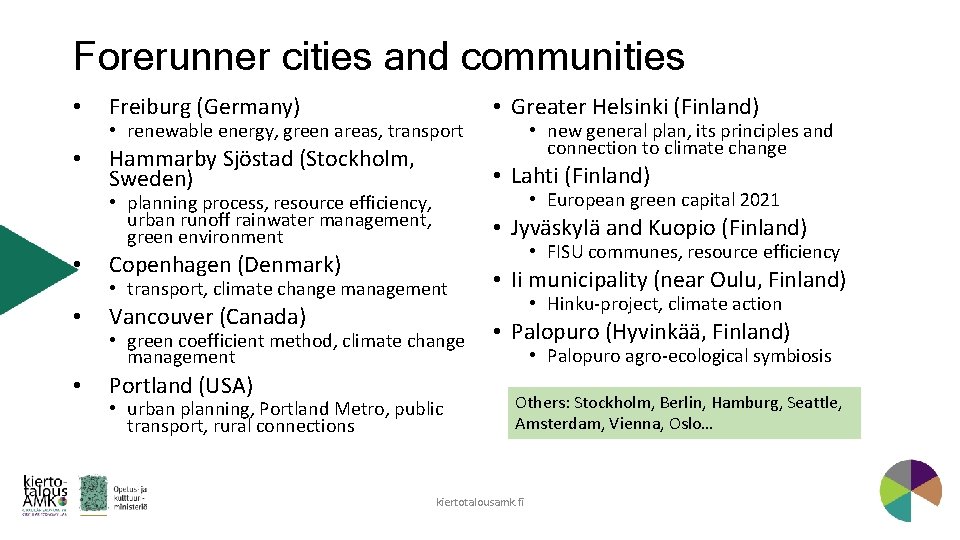 Assignment Sustainable cities and communities Examples of forerunner
