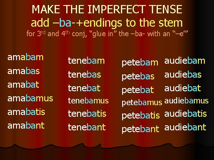 FORMING LATIN VERB TENSES How to turn any