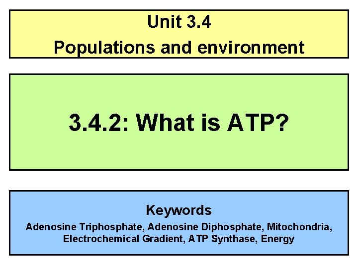Unit 3 4 Populations and environment 3 4