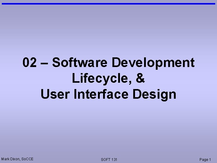02 Software Development Lifecycle User Interface Design Mark