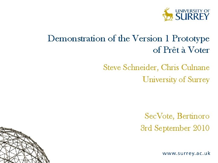 Demonstration of the Version 1 Prototype of Prt