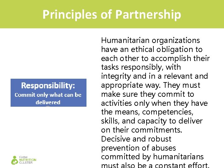 Principles of Partnership Equality requires mutual respect between