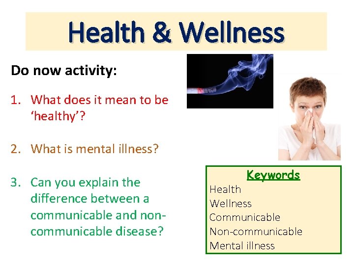 Health Wellness Do now activity 1 What does