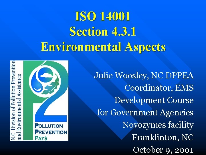 ISO 14001 Section 4 3 1 Environmental Aspects