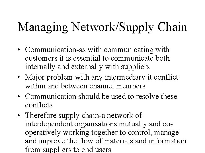 Management of Logistics and Supply Chain Presented By