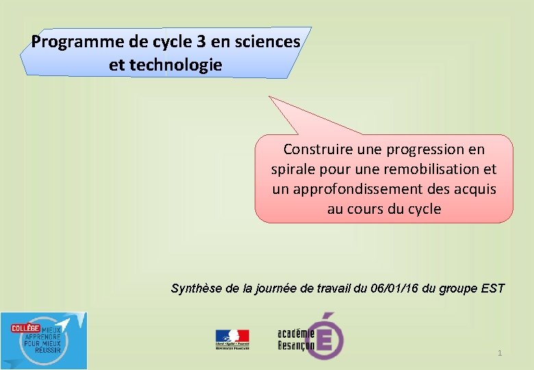 Programme de cycle 3 en sciences et technologie