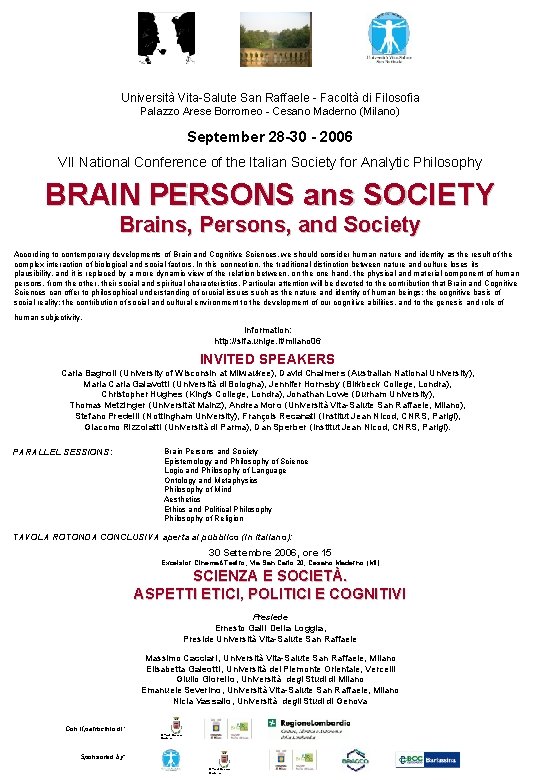 Universit VitaSalute San Raffaele Facolt di Filosofia Palazzo