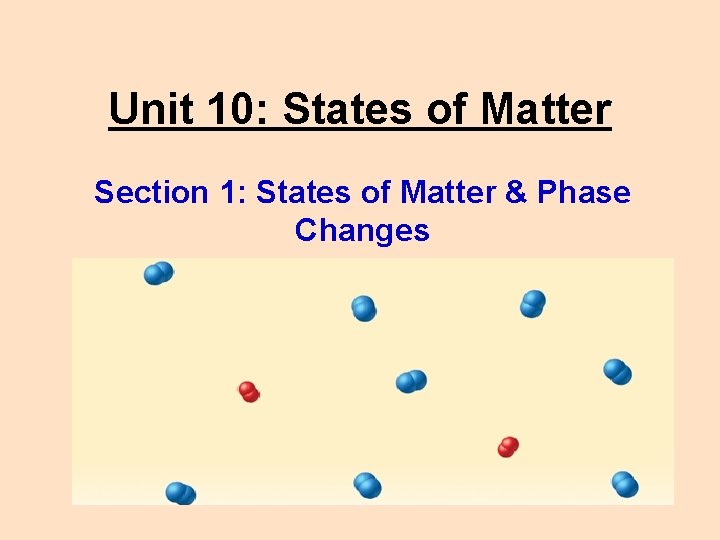 Unit 10 States of Matter Section 1 States