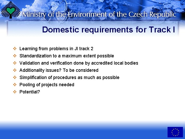 Joint Implementation in the Czech Republic building on